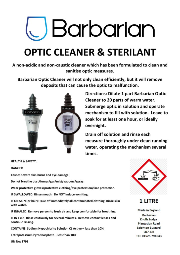 Barbarian Optic Cleaner & Sterilant - Barbarian Barware